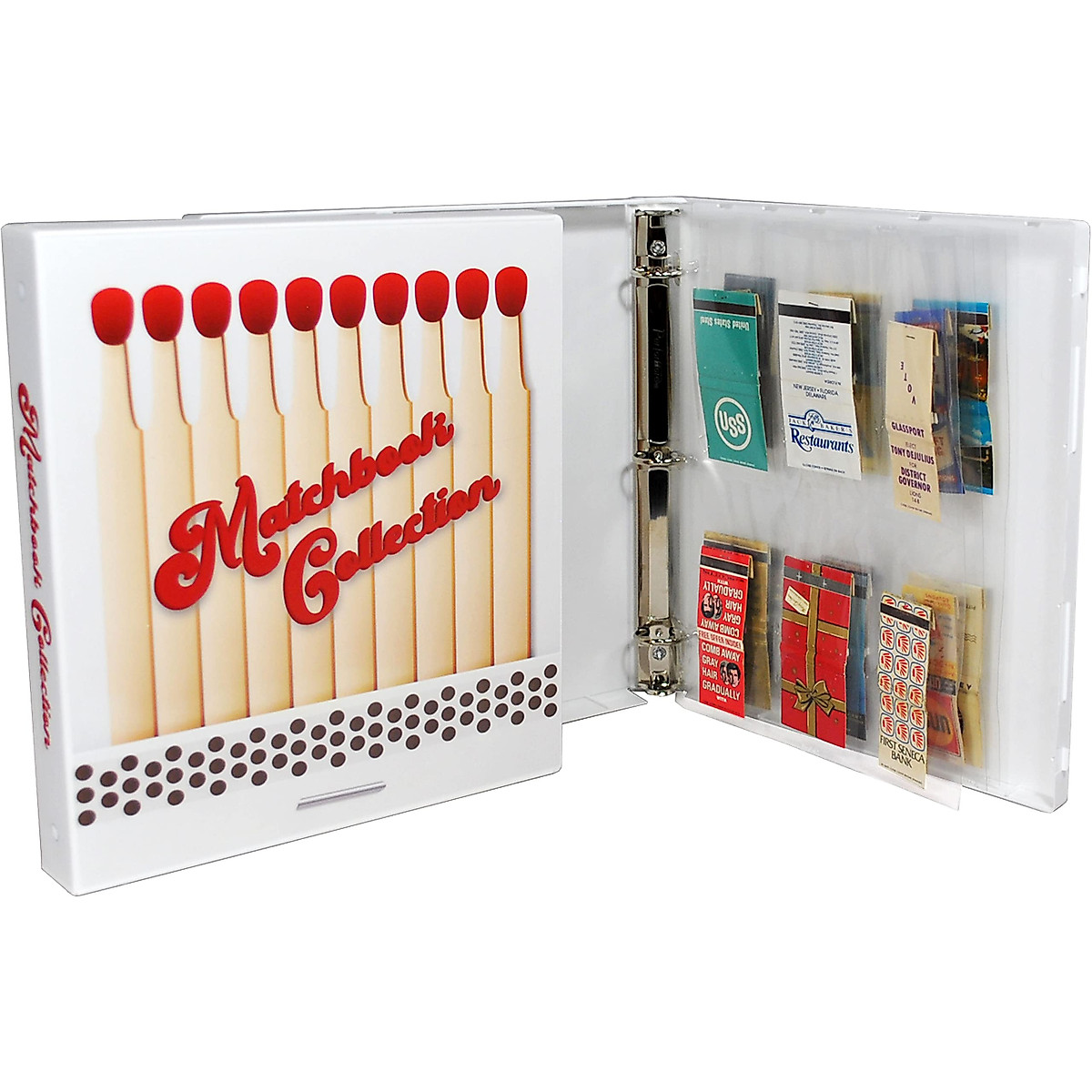 UniKeep Matchbook Cover Collection Storage Album for Display, Protection, and Archival. Includes 15 Pages. Holds 90 Matchbooks
