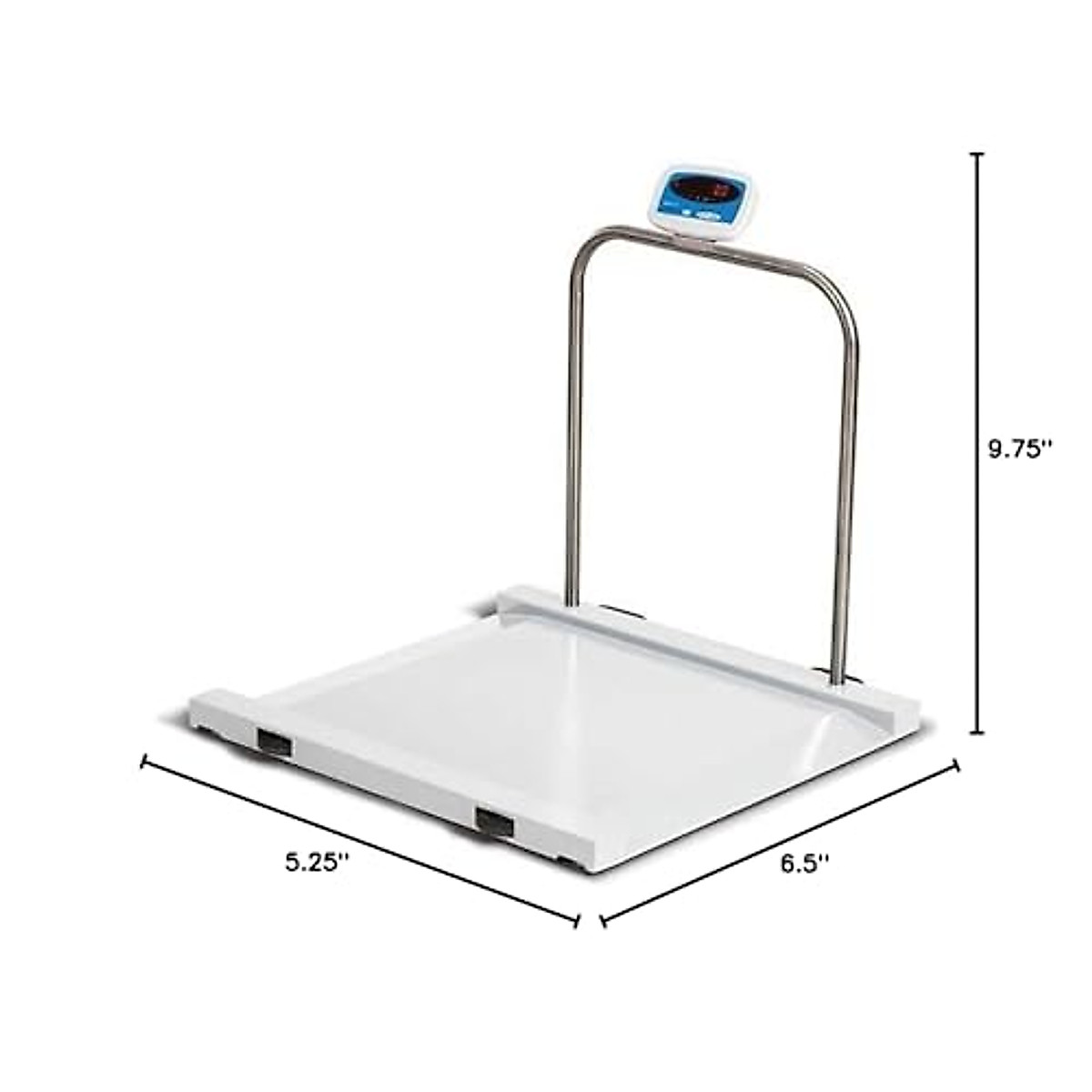 Brecknell Wheelchair Scale, 1000 lb Capacity, LCD Display, Easy & Simple to Use, Steel Construction, Low Profile, Handles & Wheels, Battery or AC Power
