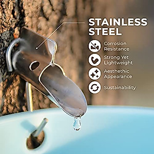 Maple Syrup Tree Tapping Kit - Includes (2) Maple Syrup Spiles and Maple Tree Tapping Drill Bit for Tap - Stainless Steel Spiles with Bucket Hook - Maple Tree Tapping Kit - Maple Syrup Supplies