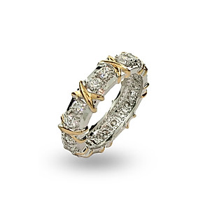 Sterling Silver & Gold Tone Designer Style CZ X Ring, ring size 9 - Women's Fashion Ring - Sterling Silver Ring for Her - Alternative Wedding Ring - Gift for Her - Birthday Gift - Gifts for Mom