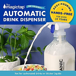 The Magic Tap Automatic Drink Dispenser - Hands-Free Beverage Dispenser for Fridge - Perfect for Milk, Juice - Gifts for Women & Men - 1 Pack, White