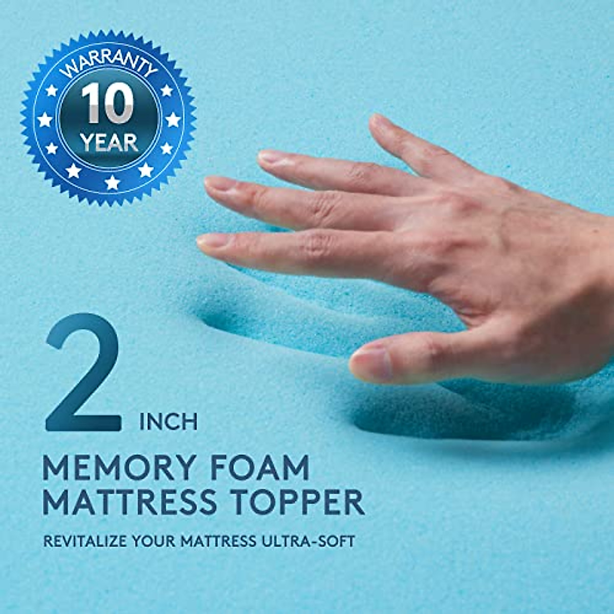 HYLEORY Dual Layer 4 Inch Memory Foam Mattress Topper King Size, Breathable & Medium Support, 2 Inch Cooling Gel Memory Foam & 2 Inch Viscose from Bamboo Pillow Top Mattress Pad Cover for Back Pain