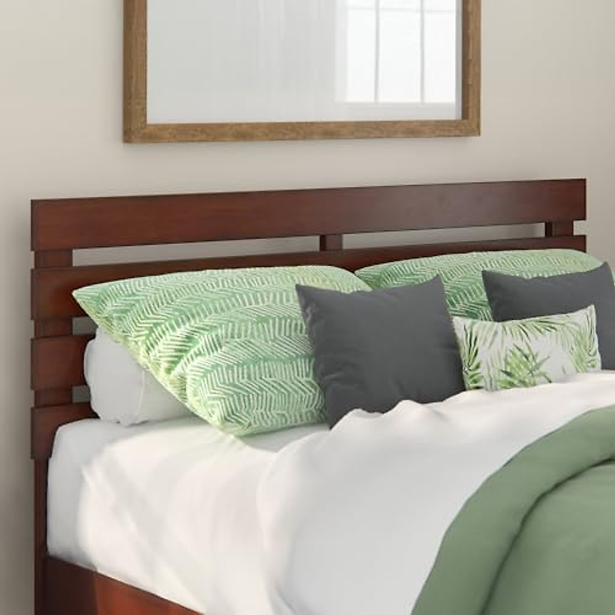 AFI, Oxford Queen Headboard with Attachable USB Charger, Walnut