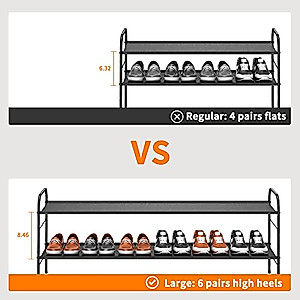 Coonoor 2-Tier Long Shoe Rack Storage for Wide Shoe Shelf Organizer,Black