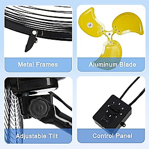 TMWINGS 18in Wall Mount Fan Oscillating Wall Fan Wall Mounted Fan Indoor High Velocity 3 Speed with Adjustable Tilting for Room Commercial Garage Industrial Outdoor Wall Fan