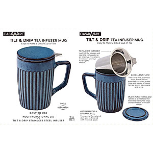 casaWare Shell 18-Ounce Tilt & Drip Tea Infuser Mug (Ocean Blue)