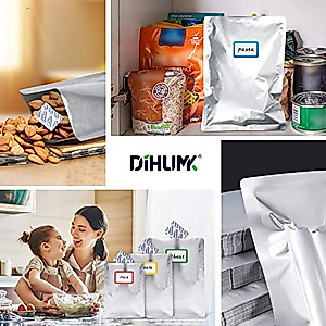 50 Mylar Bags 60x400CC Oxygen Absorbers for Food Storage Long Term 8.7 Mil Gallon Aluminum Foil 60 Stickers (14"x18", 10"x14", 8"x12")