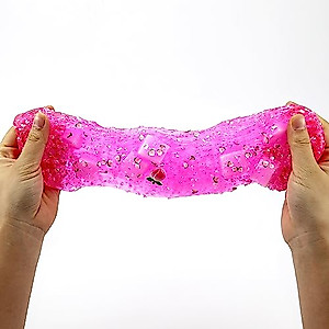 Newest Peach Crunchy Slime, Clear Slime Kit with Glimmer for Girls,Birthday Gifts School Party Favors Toy for Girls and Boys,Super Soft and Non-Sticky Stress Relief Toy(7oz).