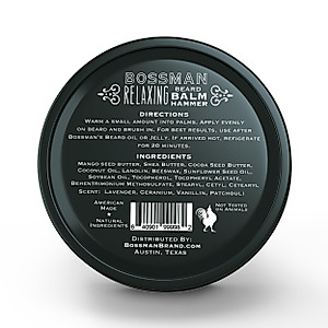 Bossman Relaxing Beard Balm - Beard Tamer, Relaxer, Thickener and Softener Cream - Beard Care Product - Made in USA (Hammer Scent)