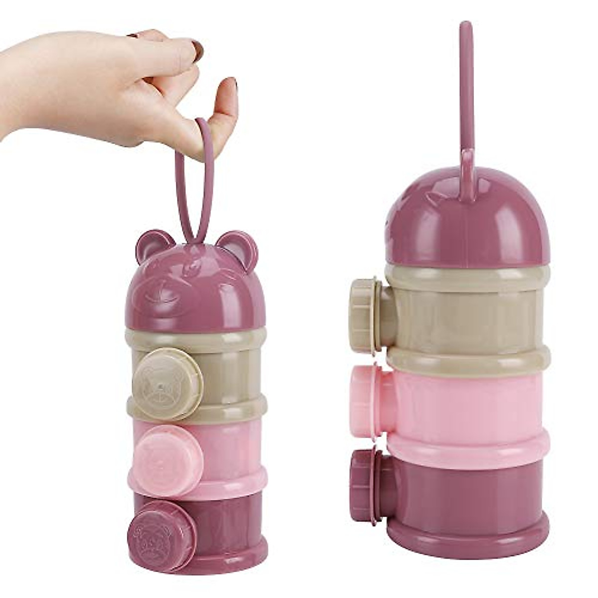 Accmor 3 Layers Baby Milk Powder Formula Dispenser On The Go, Formula Container for Travel, Non-Spill Stackable Baby Snack Storage Container with Handle,BPA Free,Purple