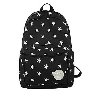 JHTPSLR Preppy Backpack Stars Backpack Kidcore Aesthetic Backpack Cartoon Print Backpack Stars Book Bags Laptop Backpack Supplies (Black)