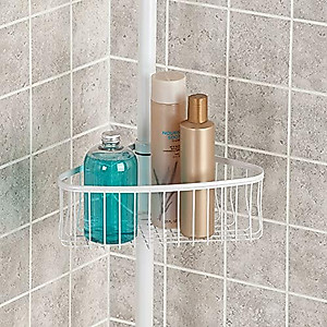 iDesign York Steel Tension 4-Shelf Extendable Corner Storage Caddy - 8" x 11" x 108", Pearl White