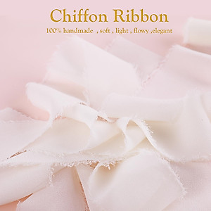 GLAMFIELDS Chiffon Ribbon Fringe Fabric Set 1.5" x 21Yd for Bouquets Wrapping, Wedding Invitations, Decorations, Gifts Wrapping & Bow Making,3 Rolls Cream White