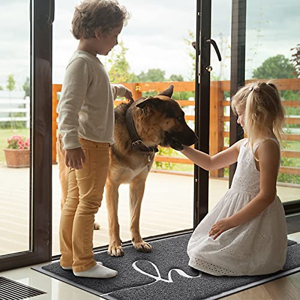 BeneathYourFeet Door Mat (30"x17.5",Dark Grey), Durable Welcome Mat Low Profile Floor Mat Front Doormat Non Slip Mats for Entryway, Patio, High Traffic Areas