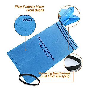 Smilefil 9 Pack Wet Dry Vacuum Bags Compatible with WORKSHOP WS01025F, Craftsman 9-38737, MultiFit VF2000, Select 2-1/2 to 5-Gallon Shop Vacuum Cleaners (9 Vacuum Bags with 3 Retaining Bands)