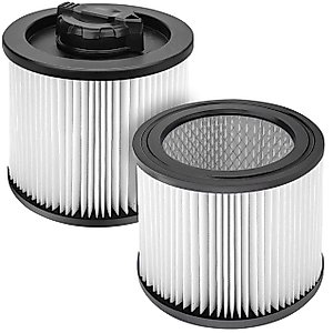 Fette Filter - DXVC4002 High Efficiency Cartridge Filter Replacement Compatible with Compatible with DeWalt DXV04T, DXV05P, DXV05S, DXV08S, DXV06G 4 Gallon Wet/Dry Vacuum Cleaners - Pack of 2