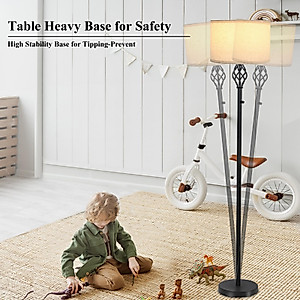 Floor Lamps for Living Room, Standing Lamp, Modern Floor lamp with Linen Shade, Rotary Switch, LED Bulb Included(10W 1000LM), Stepless Dimmable Floor Lamp for Bedroom, Reading Tall Lamp for Office