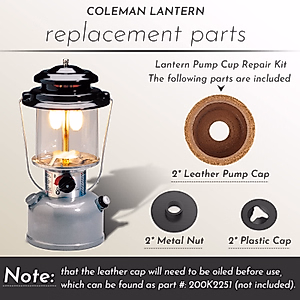 3000005094 For Coleman Lantern Stove Pump Cup Replacement Kit with Leather Pump Cap,Metal Nut and Plastic Cap for Air Seal (Compatible with Coleman Multiple Models)-2 Pack