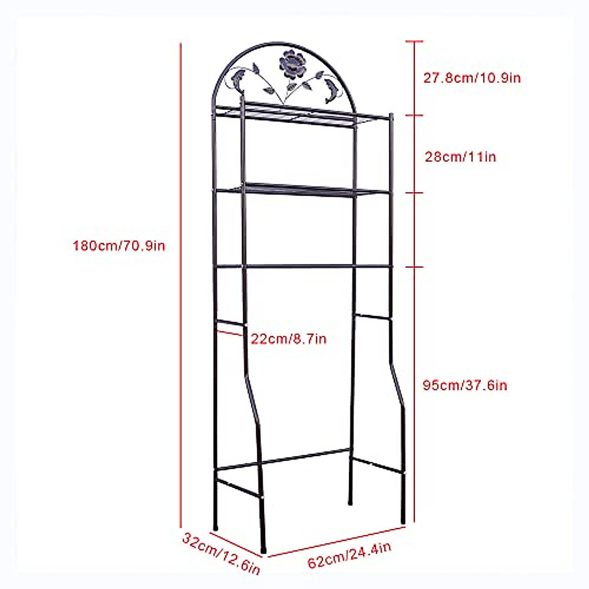 Gdrasuya10 3-Tier Over The Toilet Storage Rack Bathroom Organizer Shelf Space Saver,Bathroom Storage Over The Toilet Black