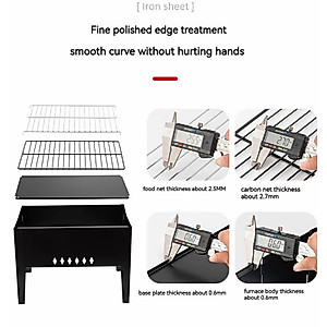 All-in-One Portable Folding BBQ Grill Set for Family Picnic - Food-Grade Material, Thickened Grill Net, Large Carbon Tank Capacity