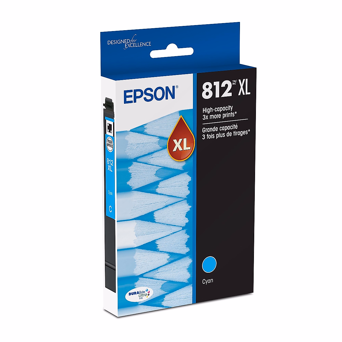 Epson T812 DURABrite Ultra Ink High Capacity Cyan Cartridge (T812XL220-S) for Select Workforce Pro Printers
