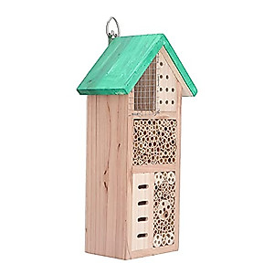 01 House, Durable Hanging House Multi-Purpose Tubular Channel Design Wooden for Garden