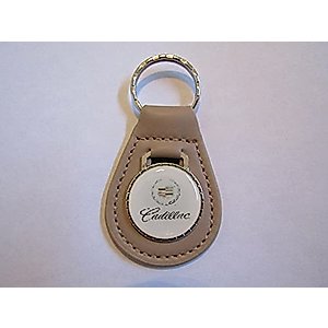 ELDORADO SEVILLE DEVILLE FLEETWOOD CALAIS ALLANTE LOGO LEATHER KEYCHAIN - BEIGE