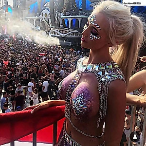 Aiosy Sparkly Rhinestone Body Chain Bra Silver Women Crystal Backless Tassel Chest Chains Bikini Halter Mesh Tops Layered Rave Outfits Jewelry Sexy Harness Body Accessories for Nightclub Festival