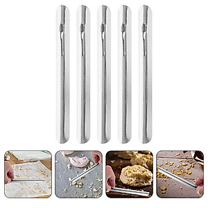 Healeved Crumb Sweeper, 5Pcs Stainless Steel Restaurant Crumb Cleaners Crumb Scraper Food Remover Desk Cleaning Tool for Tablecloth Waiters Waitresses Servers Silver