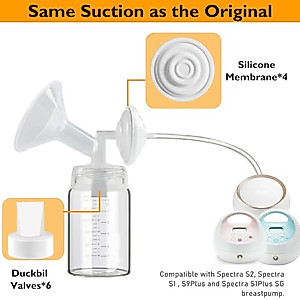 10pcs Duckbill Valves and 4pcs Silicone Membrane Replacement Parts Compatible with Spectra S1 Spectra S2 Spectra 9 Plus Breast Pumps,Replace Original Spectra Pump Parts