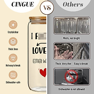 Romantic Gifts for Her, Him - Valentines Day Gift for Girlfriend Boyfriend Wife Husband Couples, Funny Present for Anniversary Birthday Christmas, I Love You Gift for Women Men, 16oz Glass Coffee Cups