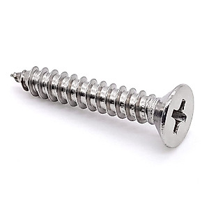 Glvaner #4 x 3/4 inch Flat Head Wood Screws Sheet Metal Screw 100 pcs 304 Stainless Steel 18-8 Self Tapping Screw