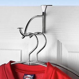 Spectrum Diversified Hanger Holder & Hook, Extender Over-the-Door Closet, Bedroom & Laundry Room, Hanging Clothes Drying Rack, 1 Count, Chrome