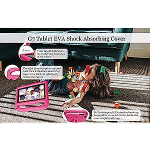 GOODTEL 2024 Kids Tablet for Kids Android Tablet 7 inch 128GB Extended Memory, Installed Parental Control Mode Puzzle Game IPS HD Display, Toddler Tablet with Shock-Proof Case, Pink