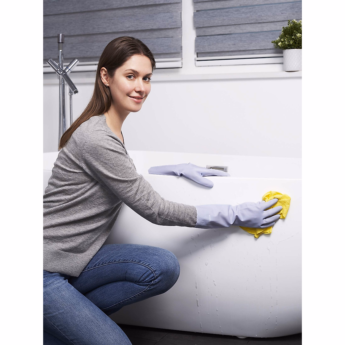 LANON 3 Pairs wahoo Skin-Friendly Cleaning Gloves, Unlined Dishwashing Kitchen Gloves, Reusable, Non-Slip, Icelandic Blue, Small