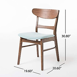 Christopher Knight Home Idalia Dining Chairs, 2-Pcs Set, Mint / Walnut Finish