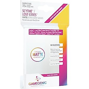 Matte Board Game Sleeves | Pack of 60 Matte Sleeves | 72 by 112 mm Card Sleeves Optimized for Scythe and Lost Cities | Premium Card Protection | FFG Magenta Color Code | Made by Gamegenic