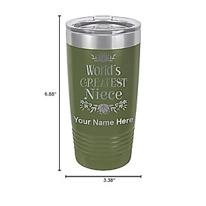 LaserGram 20oz Vacuum Insulated Tumbler Mug, World's Greatest Niece, Personalized Engraving Included (Camo Green)