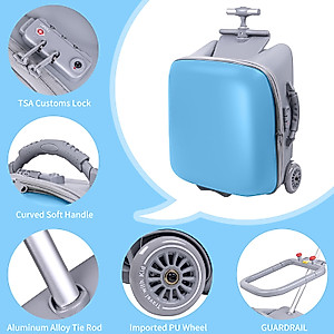 Ride On Suitcase for Kids, Kids Ride-on Suitcase Carry-on Luggage, 20" Luggage with Spinner Wheels Suitcase, Expandable Luggage Seat with 4 Universal Wheels Help Your Child Travel, Gift as Kids