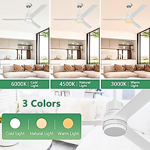 BECLOG Ceiling Fans with Lights and Remote, 52" Ceiling Fan Modern Noiseless Reversible DC Motor for Patio Farmhouse Bedroom Indoor/Outdoor