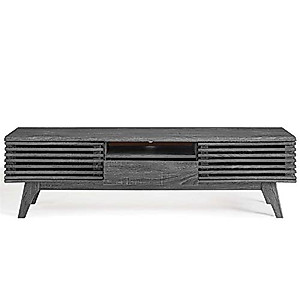 Levan Home Mid-Century Modern Low Profile 59 Inch TV Stand in Charcoal