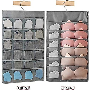 ZaYow 36 Pockets Closet Hanging Organizer with Mesh Pockets Double Sided Underwear Panty Socks Storage Bag with Hanger