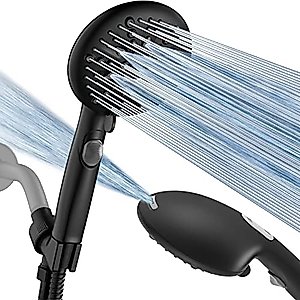 Cobbe High Pressure 9 Functions Shower Head with handheld, Built-in Power Spray to Clean Corner, Tub and Pets, Stainless Steel Hose Adjustable Bracket(Matte Black)