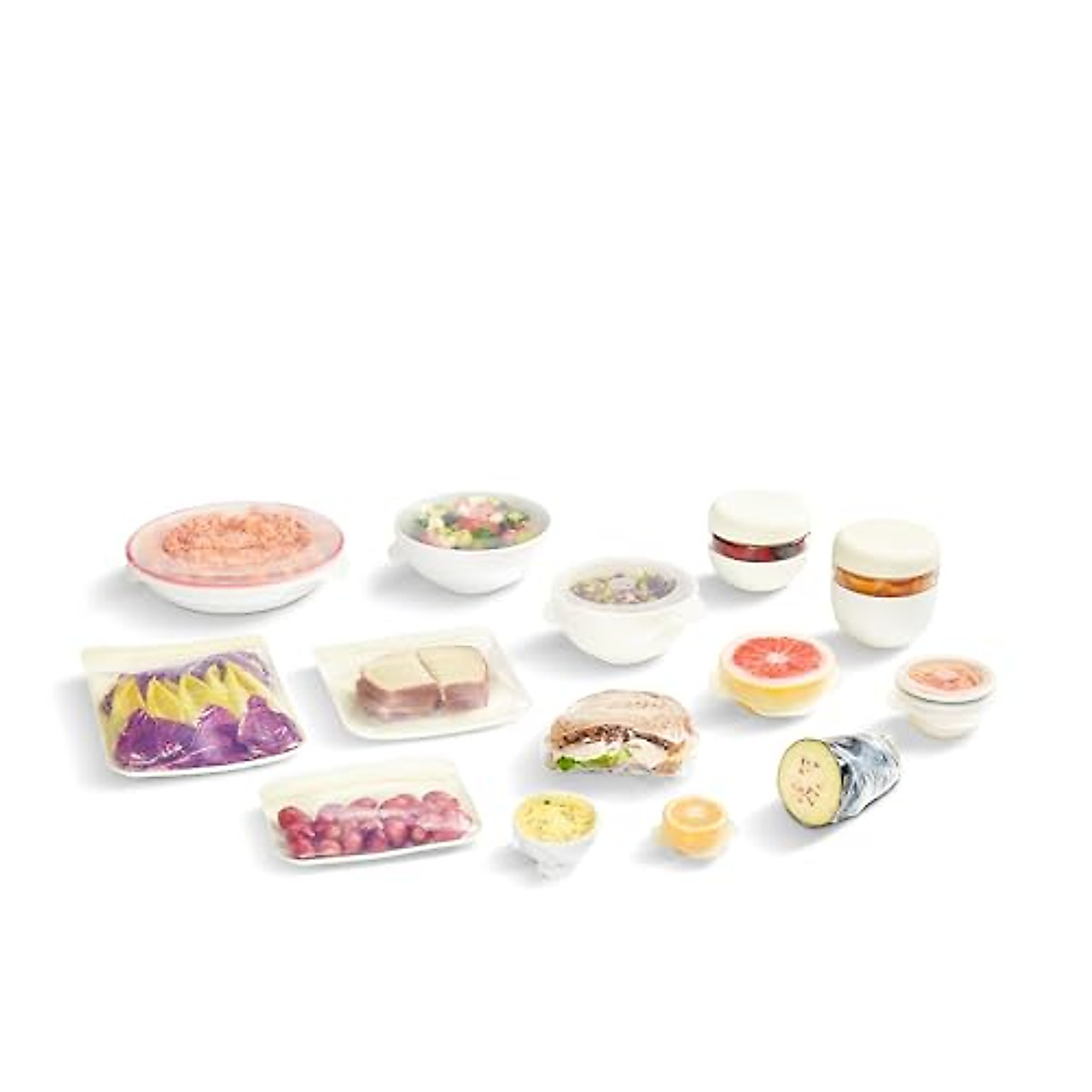W&P Sustainable Kitchen Set, 14 Pieces (Seal Tight Bowls, Silicone Bags, Stretch Lids & Stretch Wrap) Non-Toxic, Microwave-Safe, Dishwasher-Safe