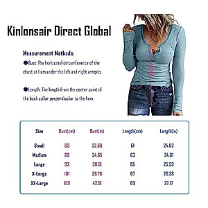 KINLONSAIR Women Casual Long Sleeve Tunic V-Neck Slim Fit T Shirts Basic Tee Tops Crew Neck Ribbed Knit Solid Shirt Army Green