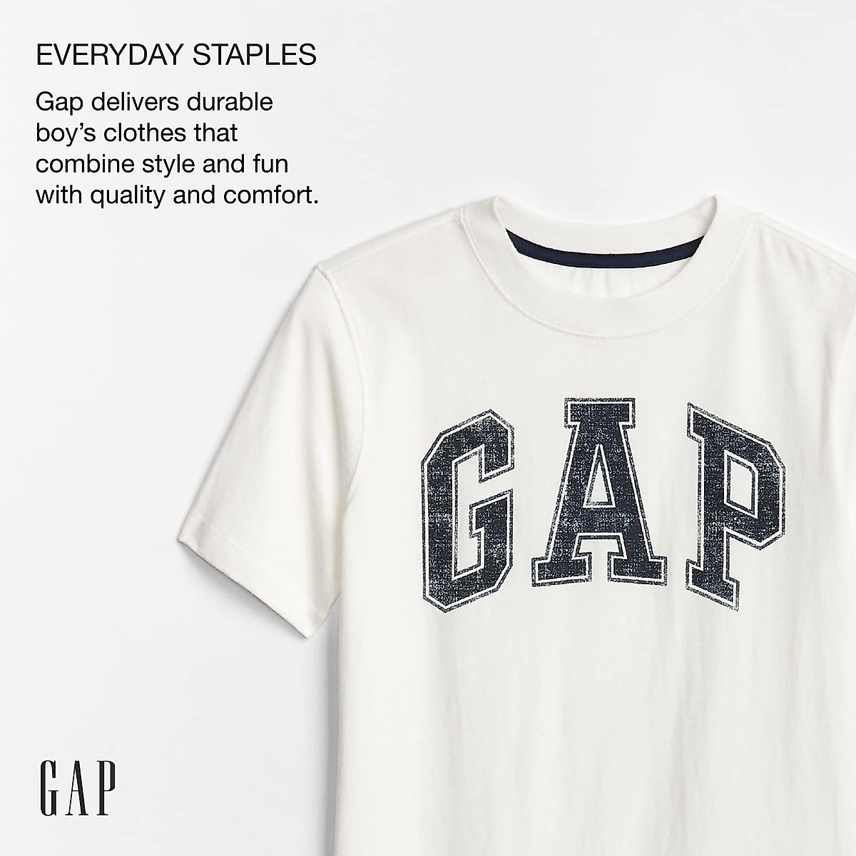 GAP Baby Boys Short Sleeve Logo T-Shirt T Shirt, Navy Heather, Large US