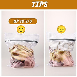 Giantree 3 Pcs Mesh Laundry Bags for Delicates, Durable Honeycomb Lingerie Bags with Elastic Zipper Protector for Washing Machine Dryer Delicates Bag to Wash Hosiery Stocking Underwear Bra Lingerie