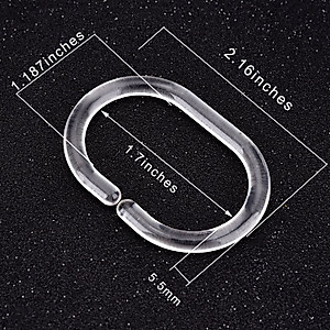 24 Packs Plastic Shower Curtain Rings Hooks for Bathroom Shower Window Rod (Clear)