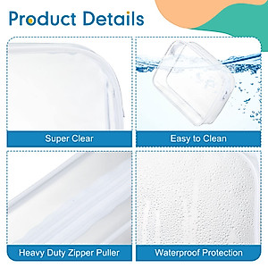 12 Pack Clear Toiletry Bag Portable Travel Bags PVC Clear Cosmetic Bags Waterproof Transparent Zipper Pouch Plastic Makeup Bag Cosmetic Bags for Women Men Vacation Home Bathroom Organizing, White