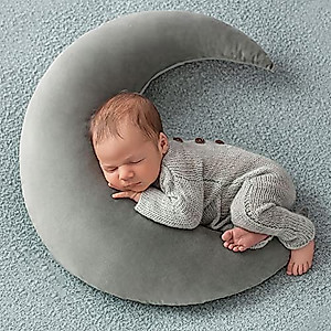 M&G House Newborn Photography Posing Pillow Crescent Moon Pillow Star Pillows Posing Beans Moon Pillow Stars Set Infant Boy Girl Baby Picture Prop(Gray)